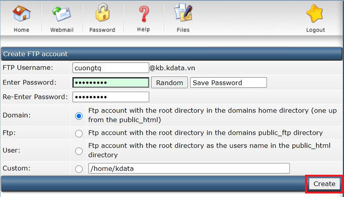 Hướng dẫn tạo tài khoản FTP DirectAdmin – Knowledge Base