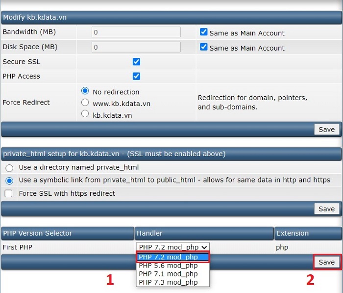Hướng dẫn đổi PHP version DirectAdmin – Knowledge Base